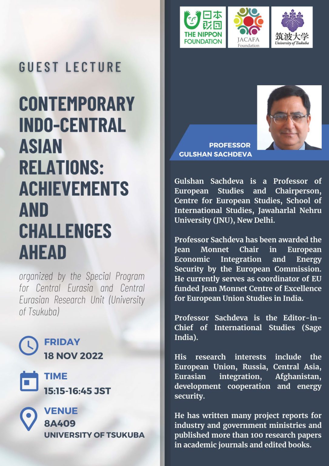 【Event Information】GUEST LECTURE – NipCA（日本財団 中央アジア・日本人材育成プロジェクト）